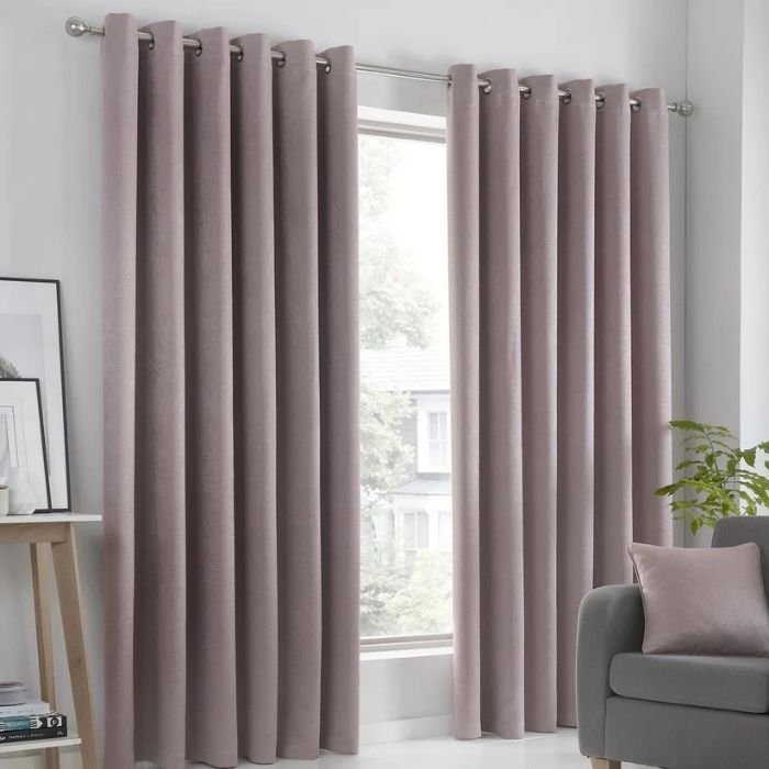 Strata Pink Dim Out Eyelet Curtains - Office Curtains Dubai